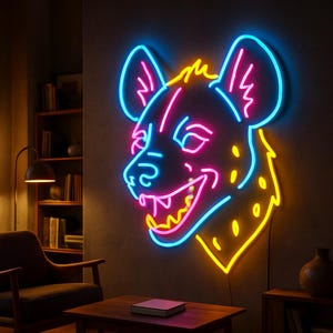 Hyena Head Neon Sign, Custom Hyena Head Neon Sign – Furry Neon Light ...