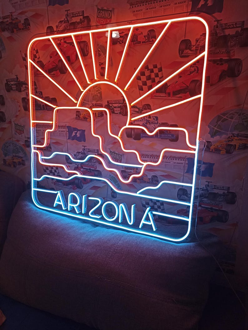 Neon Sign Arizona State Map, Neon Map State of Arizona, Arizona Map ...