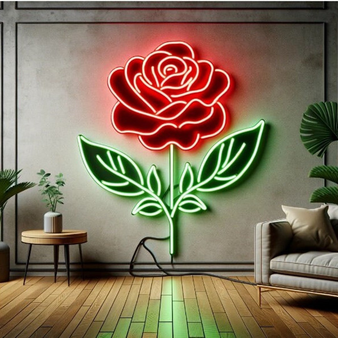 Rose Neon Sign, Flower Neon Sign, Rose Flower Neon Sign, Custom Flower ...