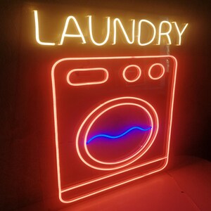 Laundry Washing Machine LED Light Neon Sign for Business - Etsy