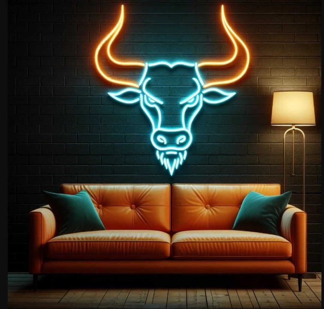 Bull Neo Headn Sign, Longhorn Bull Neon Sign, Cow Head Neon Sign, - Etsy