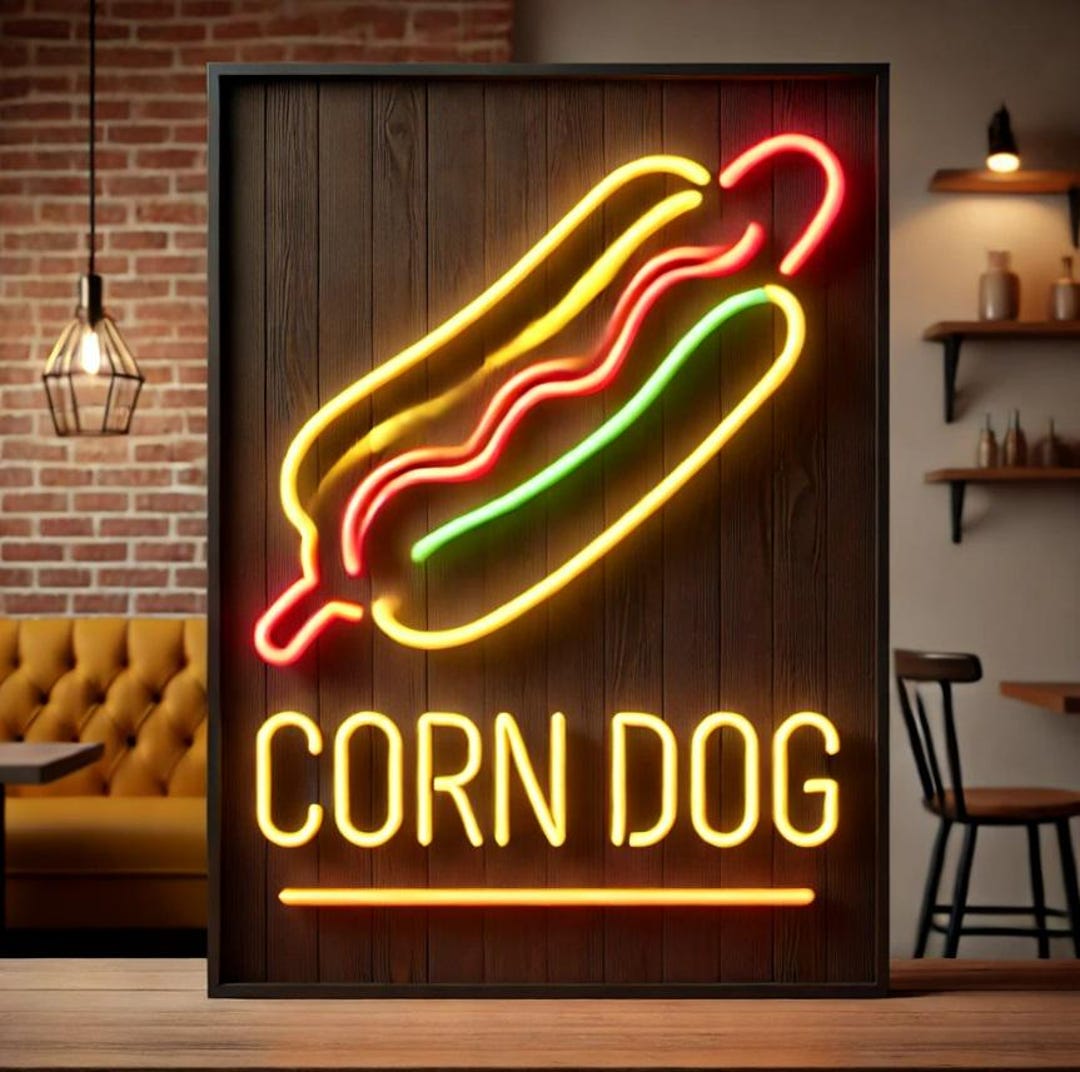 Neon Corndog Sign, Corndog Neon Light, Corndog LED Sign, Neon Corn Dog ...