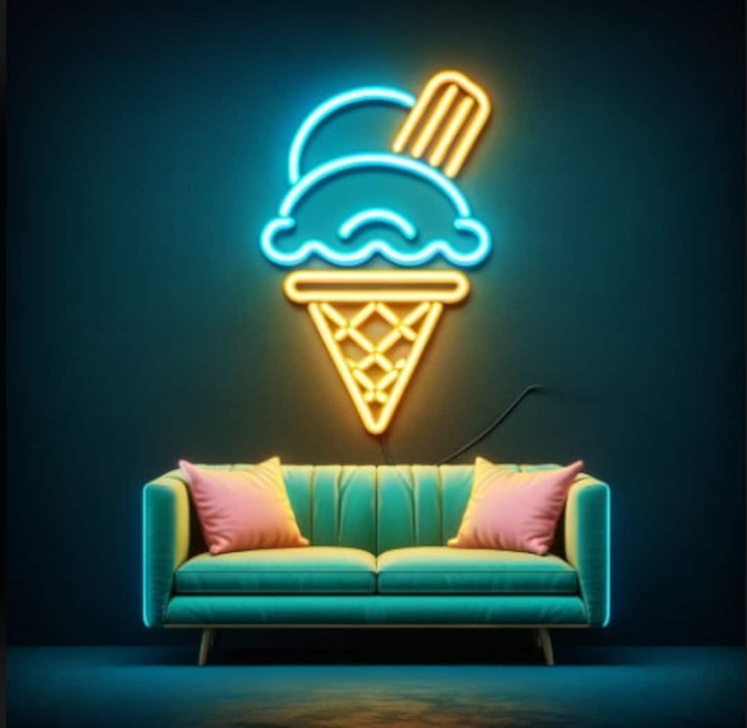 Ice Cream LED Neon Light Wall Hangings Decor for Home, Bar Neon Sign ...
