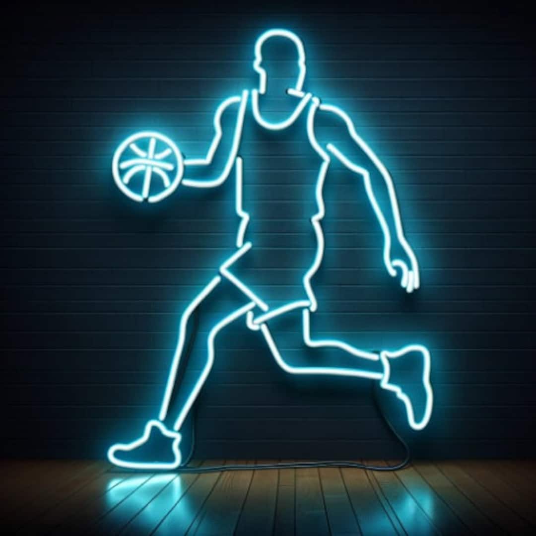 Basketball Player Neon Sign, Air Jumpman Basketball Player Led Neon ...