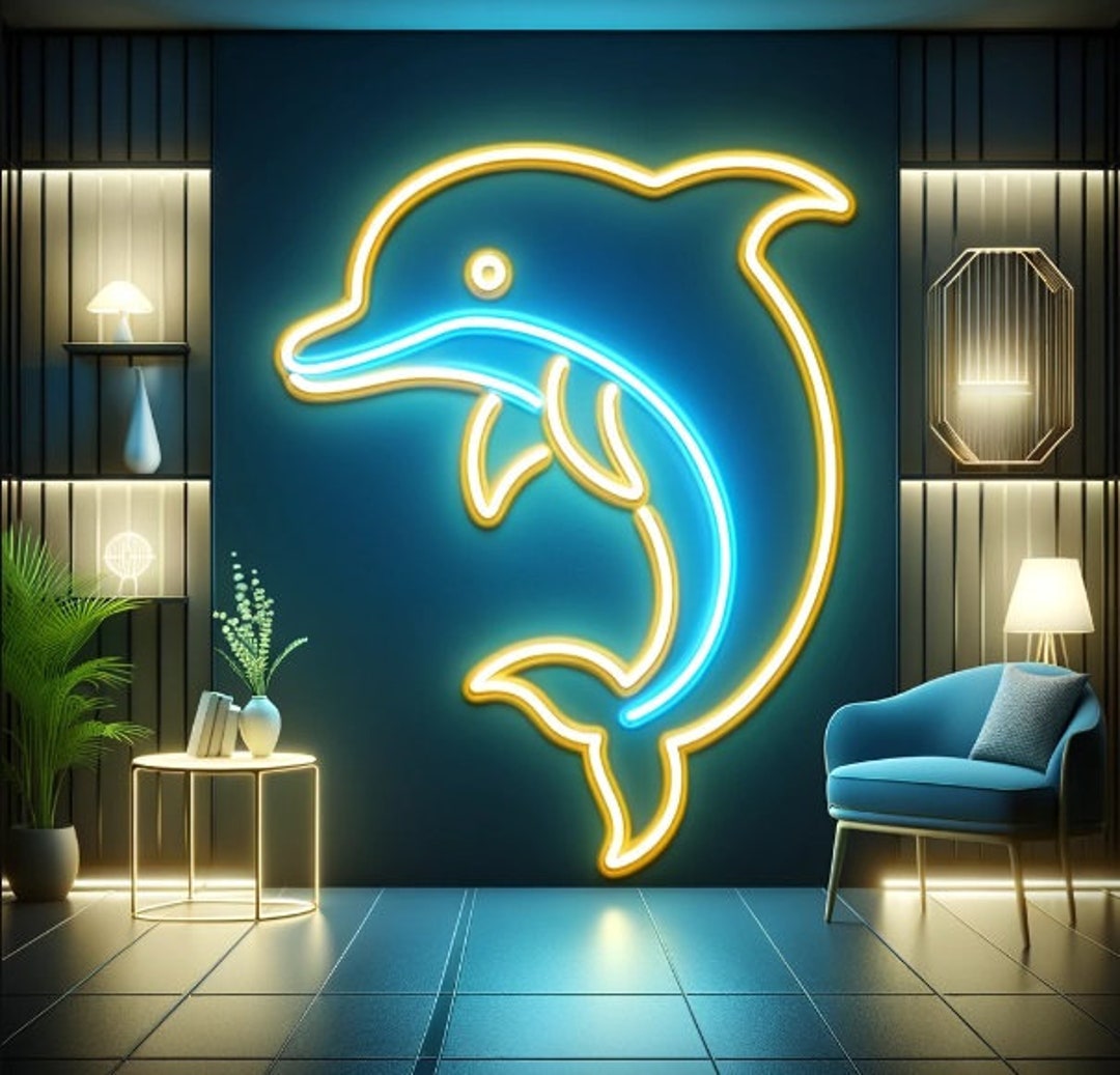 Neon Dolphin Sign, Dolphin Neon Sign, Neon Dolphin Light, Dolphin ...