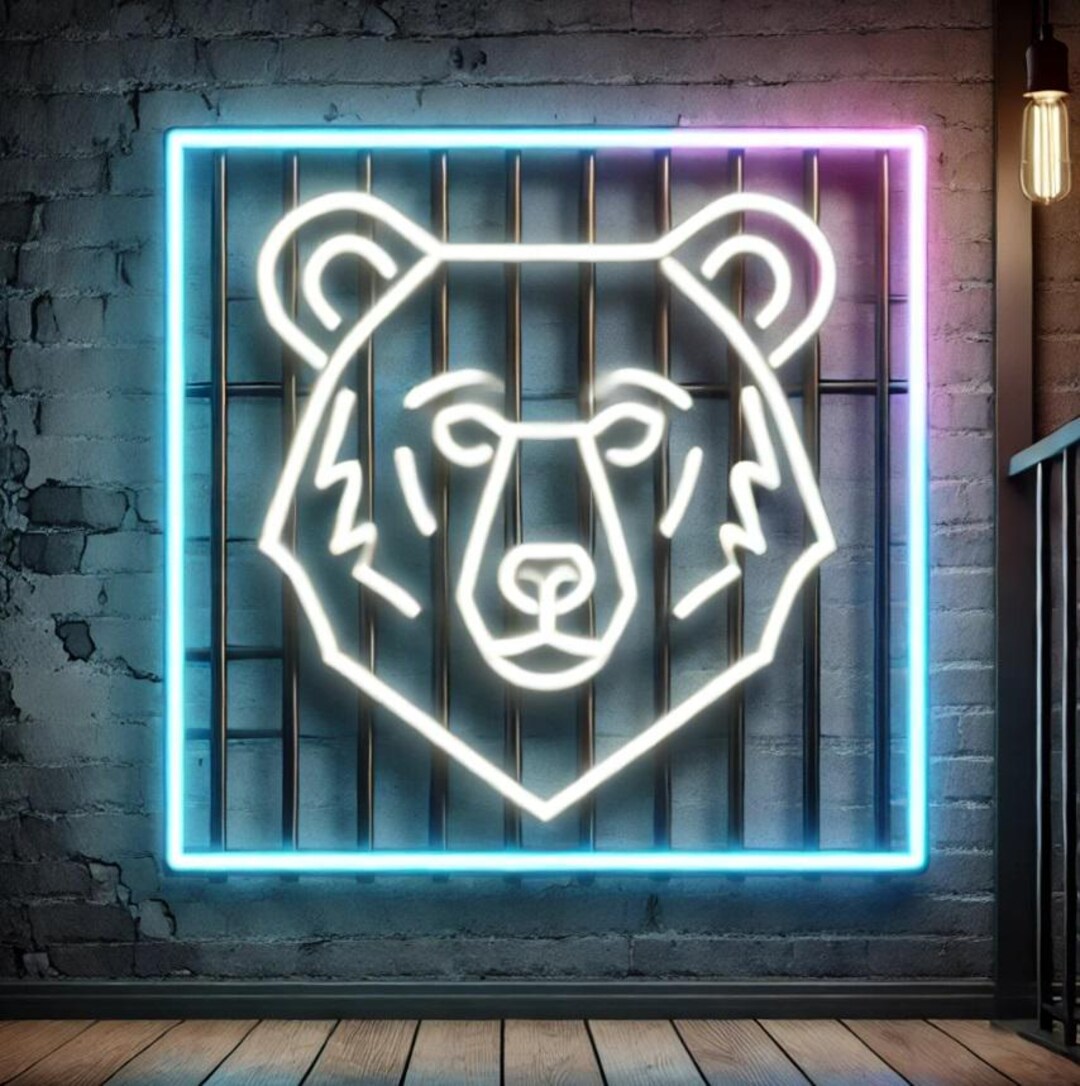 Bear Neo Headn Sign, Bear Neon Light, Neon Bear Sign, Bear Face Neon ...