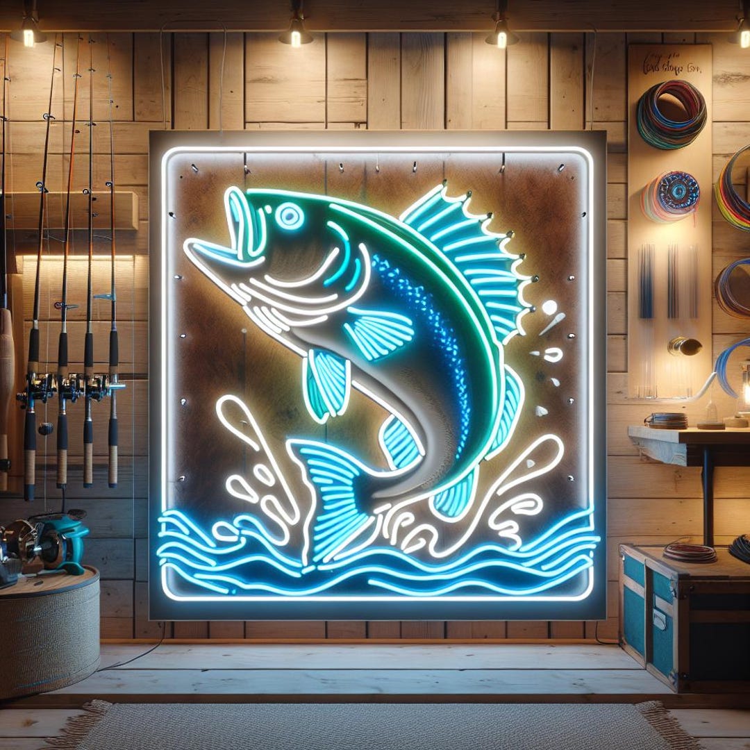 Fish Neon Sign, Neon Sign as a Gift for a Fisherman, Fishing Neon Sign ...