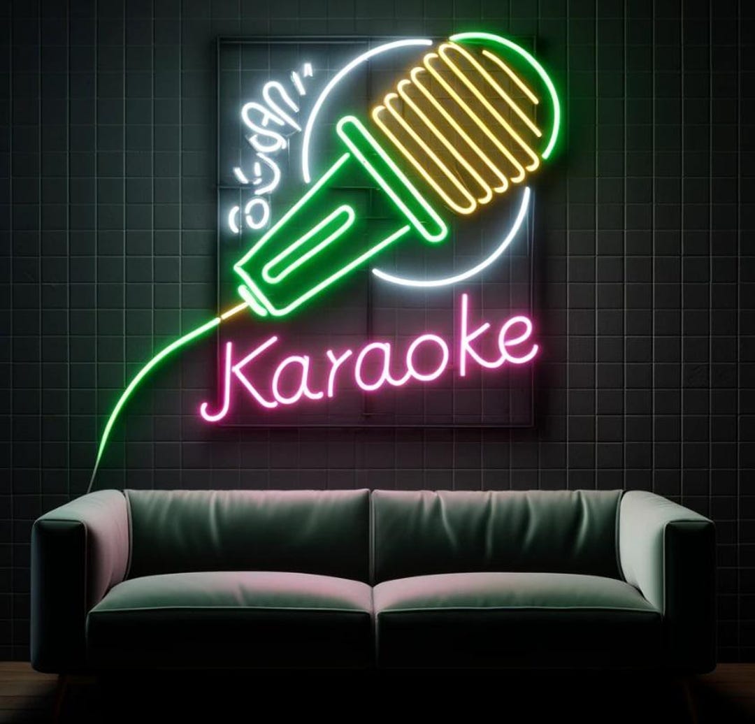 Karaoke Bar Sign, Karaoke Neon Sign, Microphone Neon Light, Stand up ...
