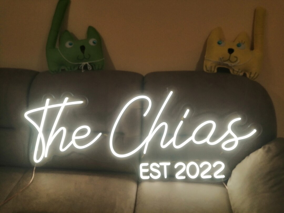 Wedding NEON SIGN With EST Year for Reception, Name Neon Light With Est ...