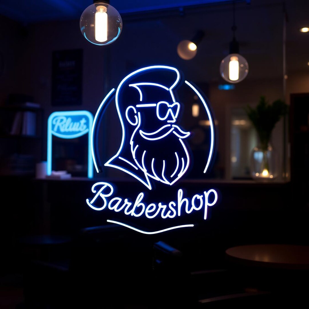 Barber Shop Neon Sign, Custom Barbershop Neon, Vintage Barber Neon Sign ...