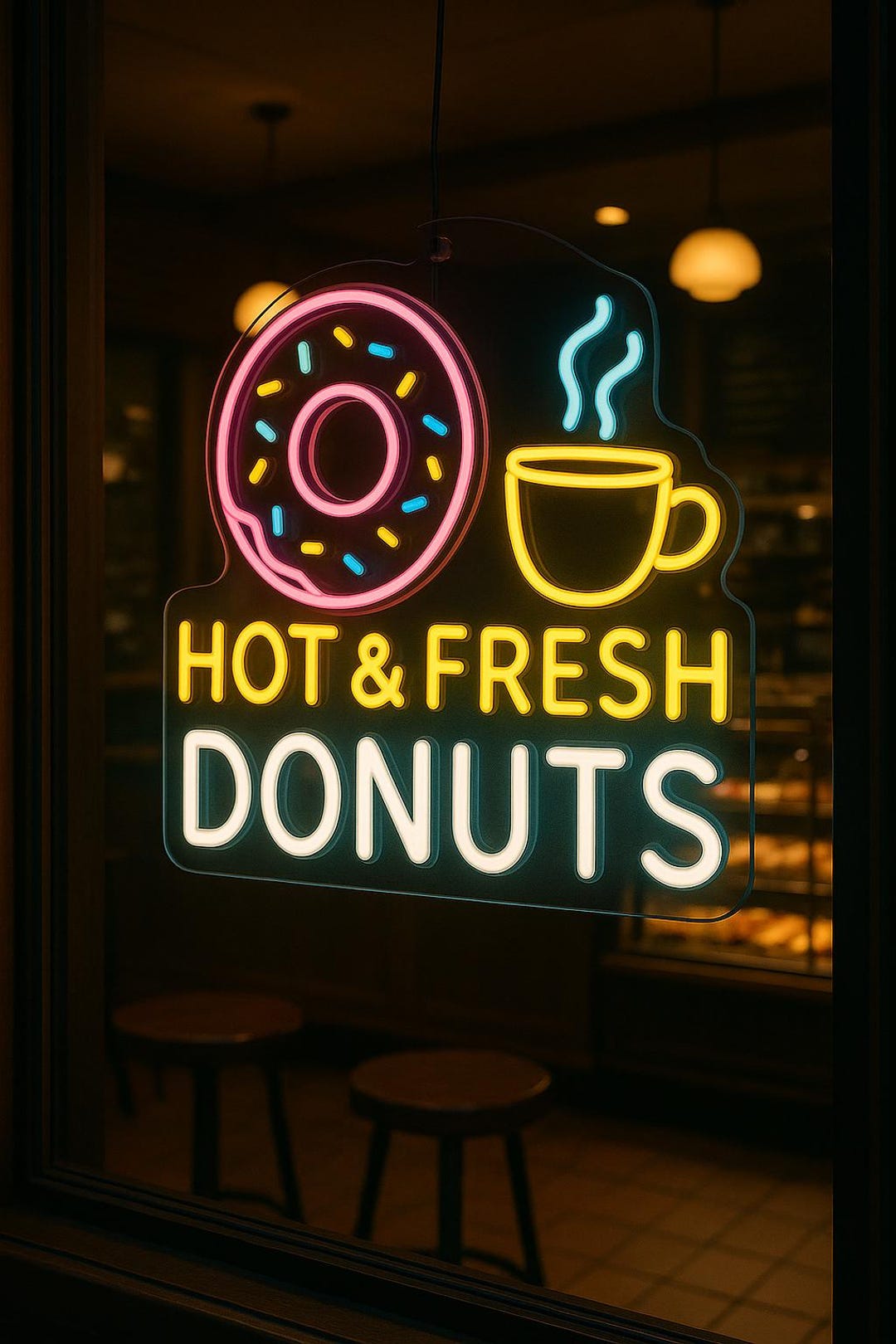Hot Fresh Donuts Neon Sign – Light up Your Donut Shop or Bakery Window ...