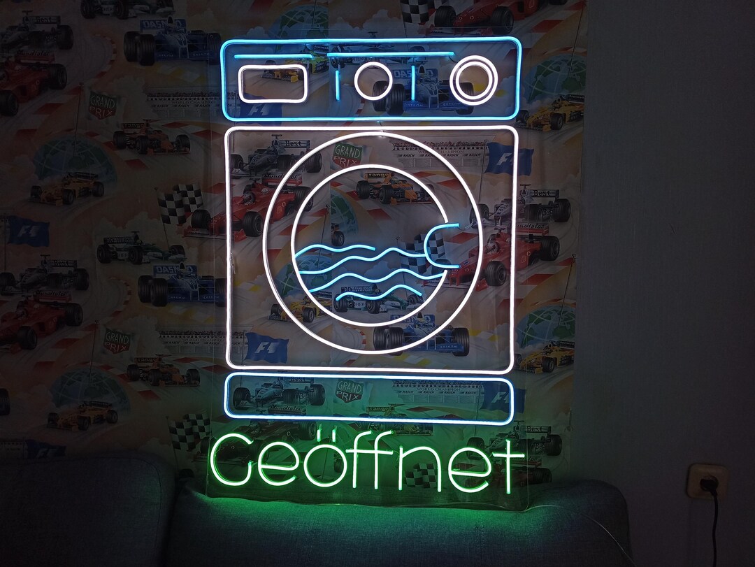 Laundry Washing Machine - LED Light Neon Sign for Business, Laundry ...