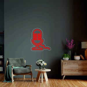Microphone Sign - LED Neon Light Sign for Music Studio, Recording Light ...