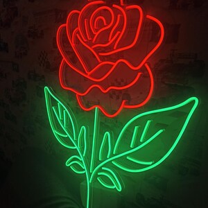 Rose Neon Sign, Flower Neon Sign, Rose Flower Neon Sign, Custom Flower ...
