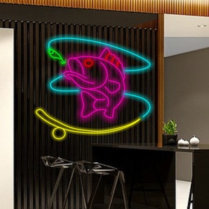 Fishing Neon Sign, Neon Sign With Fishing Design, Custom Fishing Neon ...