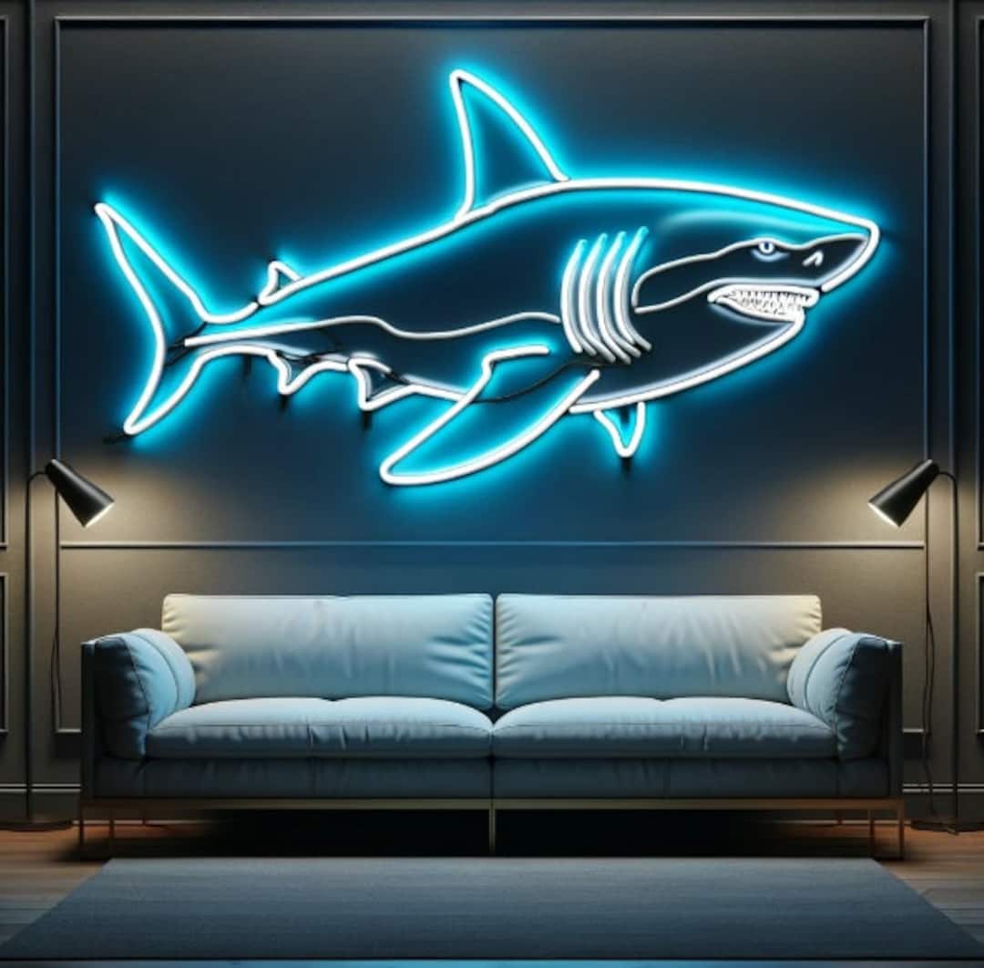 Shark Neon Sign, Shark - LED Neon Light, Ocean Shark Neon Sign, Shark ...