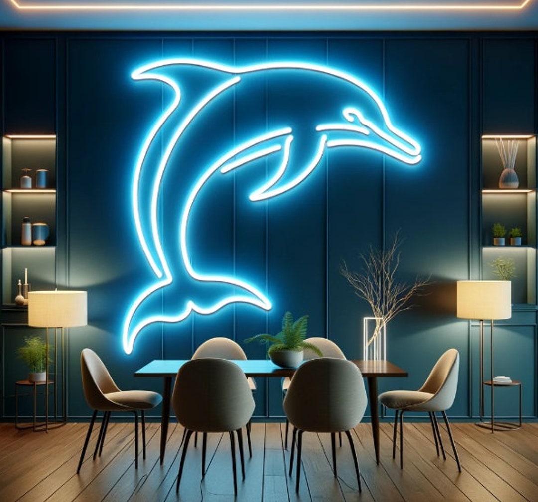 Neon Dolphin Sign, Dolphin Neon Sign, Neon Dolphin Light, Dolphin ...