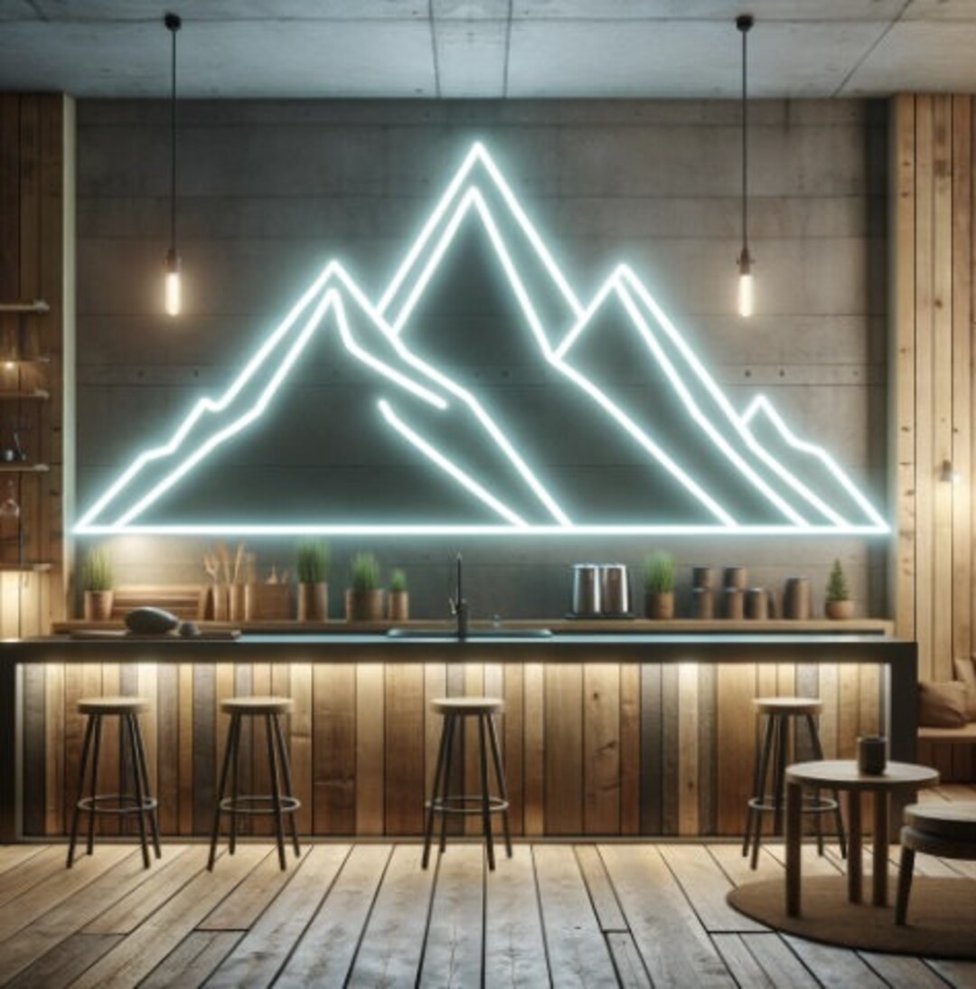 Mountain Neon Sign, Alpine Peaks Neon Sign, Mountain Range Neon Sign ...