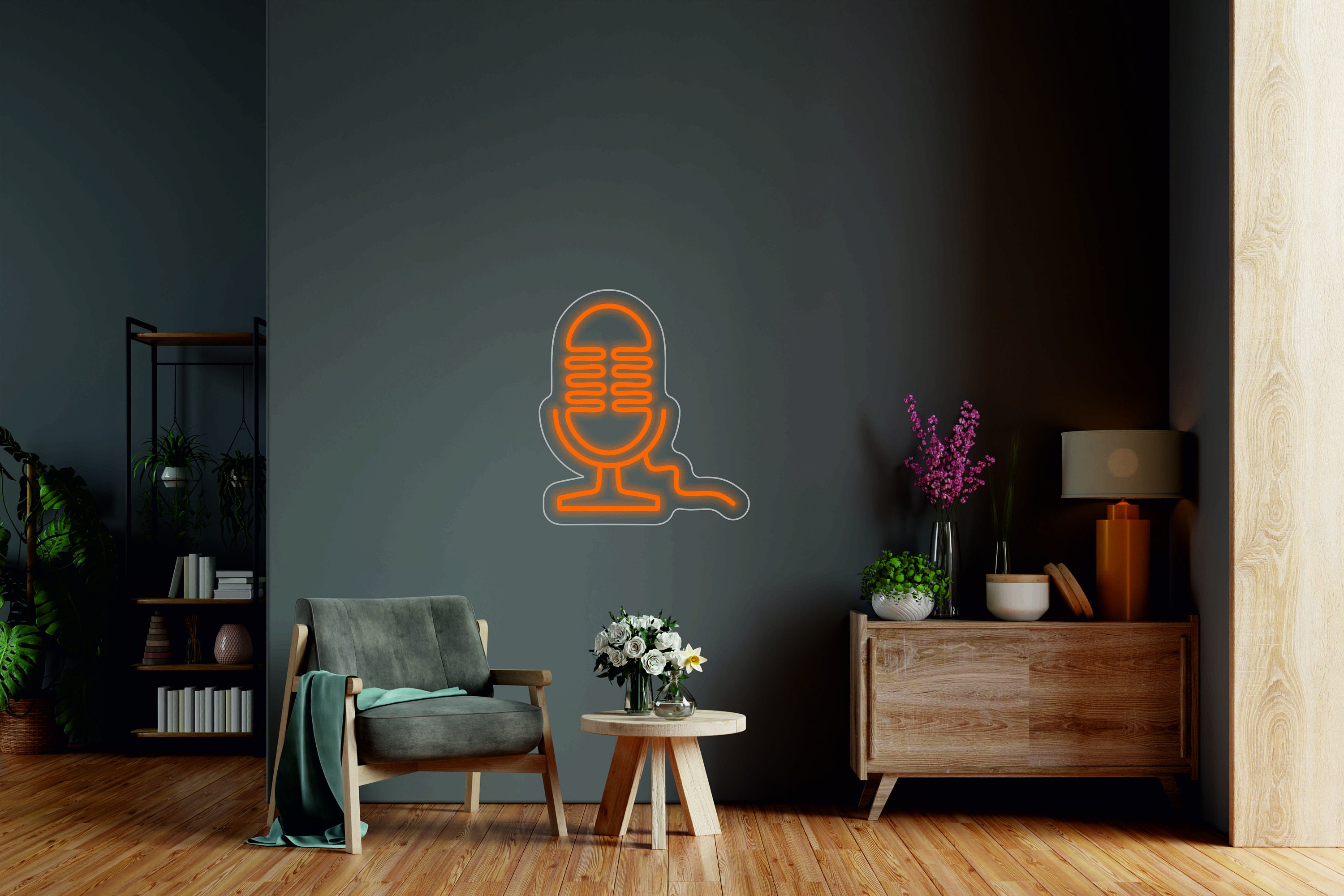 Microphone Sign LED Neon Light Sign for Music Studio | Etsy