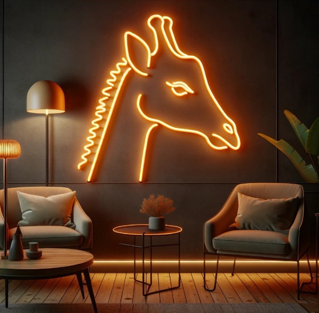 Neon Sign Giraffe Head, Giraffe Neon Sign, Neon Giraffe Sign, Giraffe ...