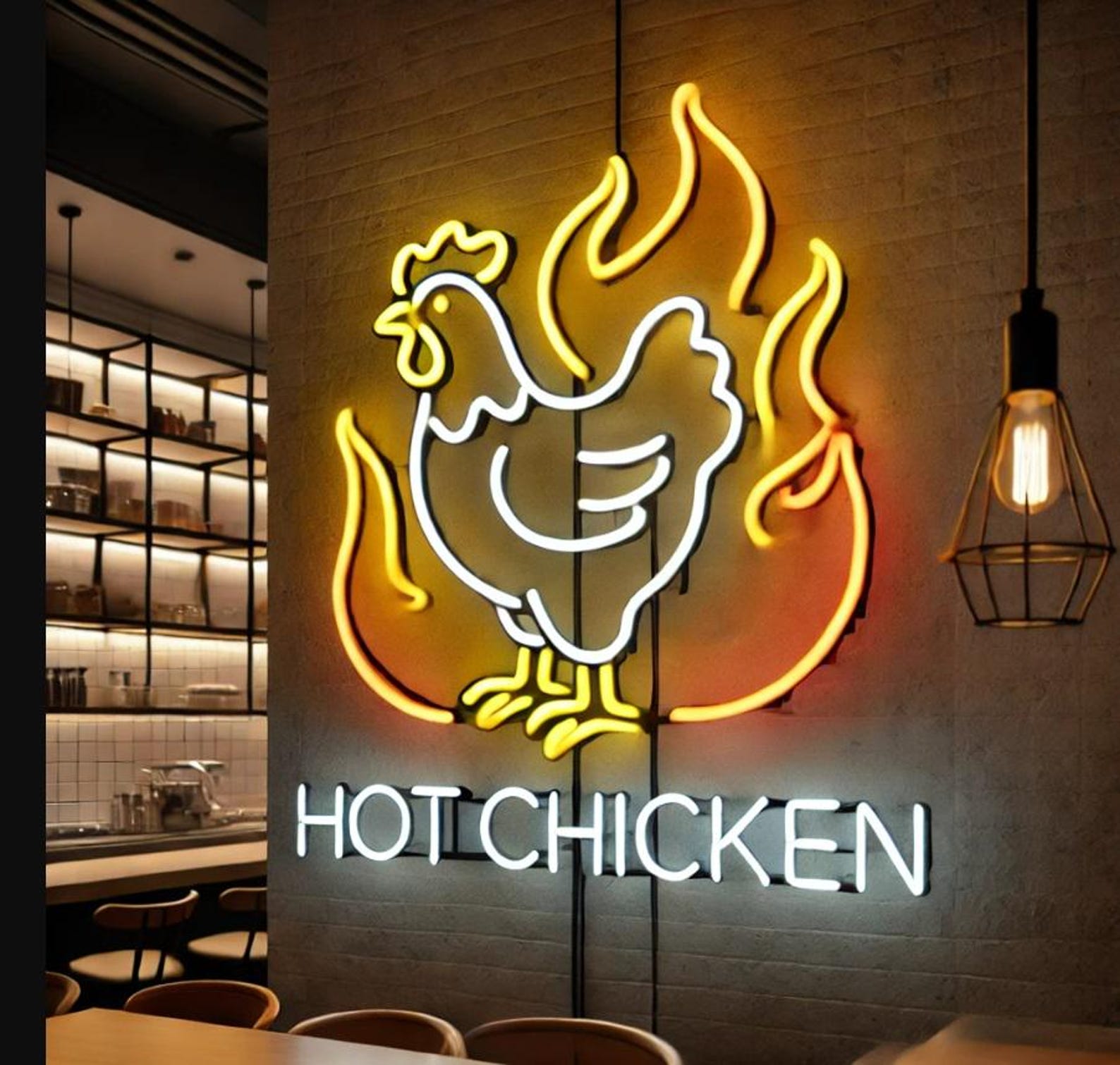 Hot Chicken Neon Sign, Chicken Led Light, Chicken Restaurant Neon Sign ...