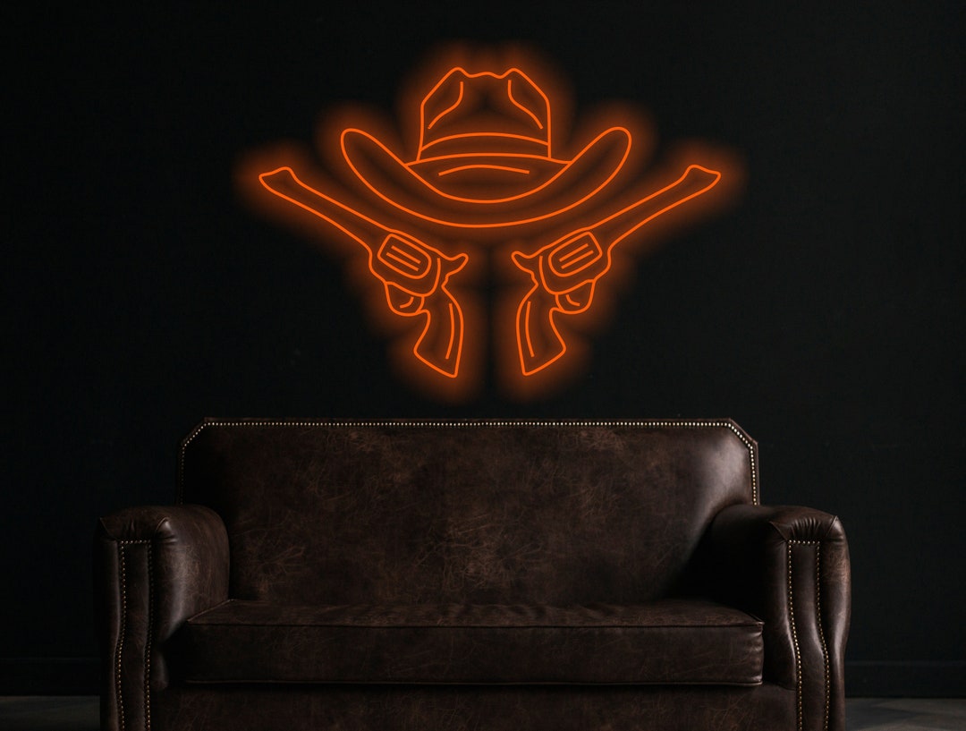 Cowboy Hat and Guns Neon Sign, Cowboy Led Neon Sign, Western Light Up ...