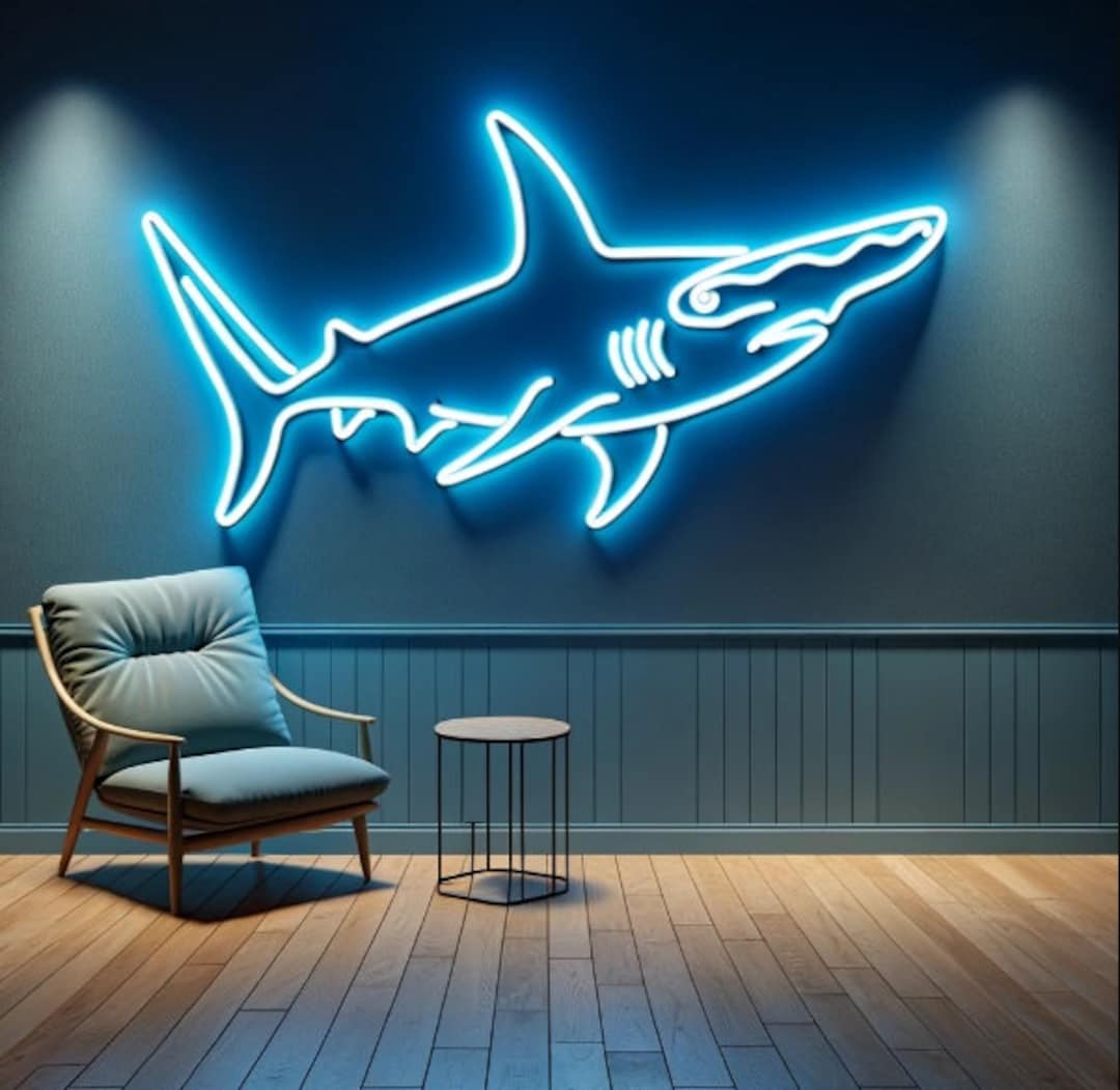 Neon Shark Hammer Sign, Shark Hammer Neon Sign, Neon Hammerhead Sign ...