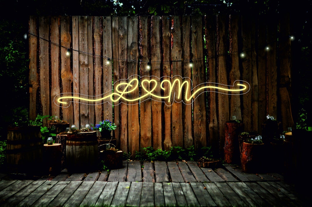 Custom Wedding Initials With Heart, Marriage Ceremony Backdrop - Light ...