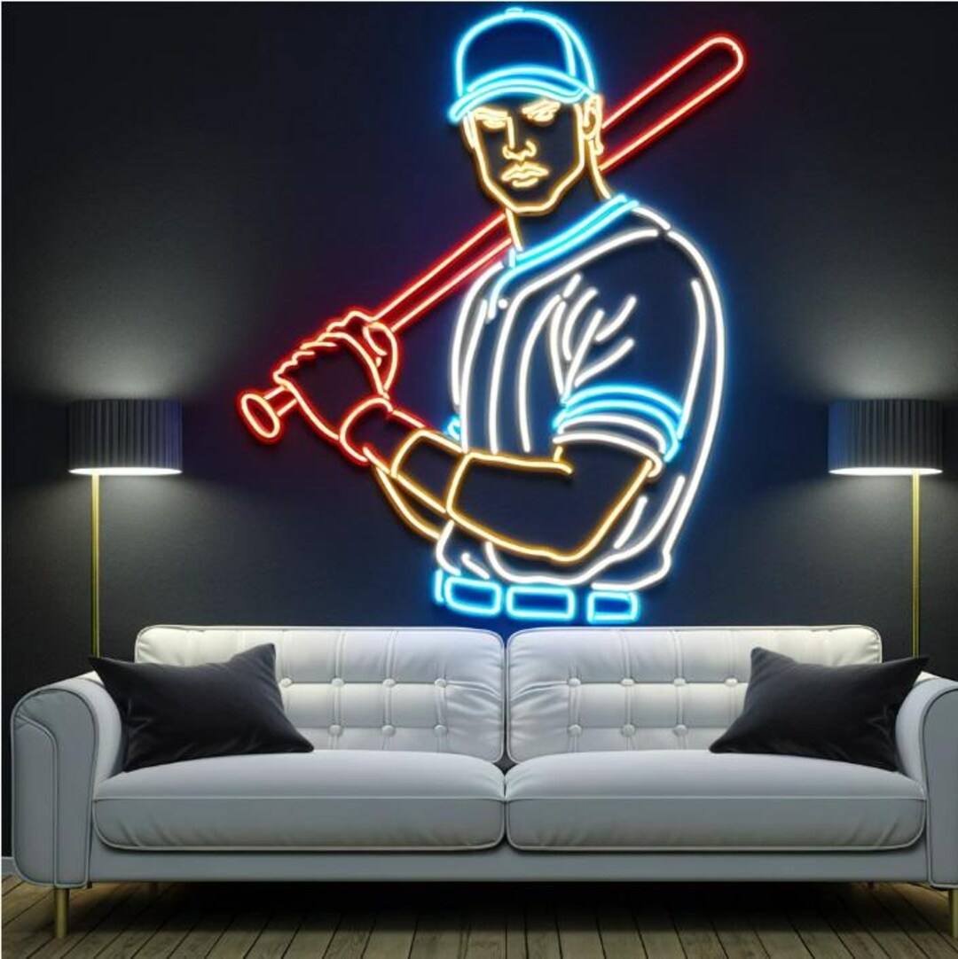 Baseball Player Neon Sign, Sport Neon Sign, Player Neon Sign, Game Neon ...