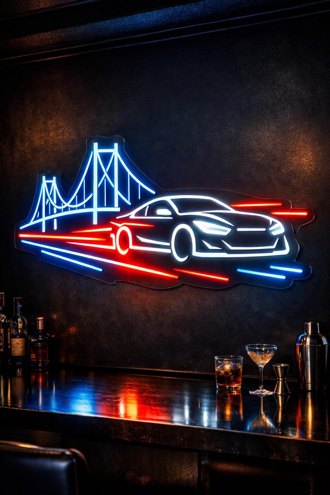 Sports Car Neon Sign – Fast Racing Car LED Neon Light for Garage, Man ...