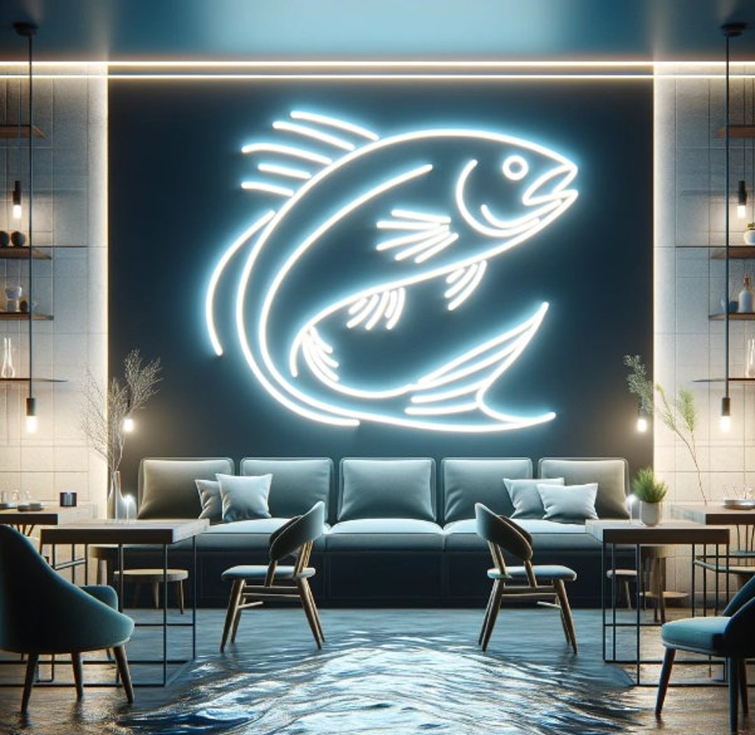 Salmon Fish Neon Sign, Neon Sign as a Gift for a Fisherman, Alaskan ...