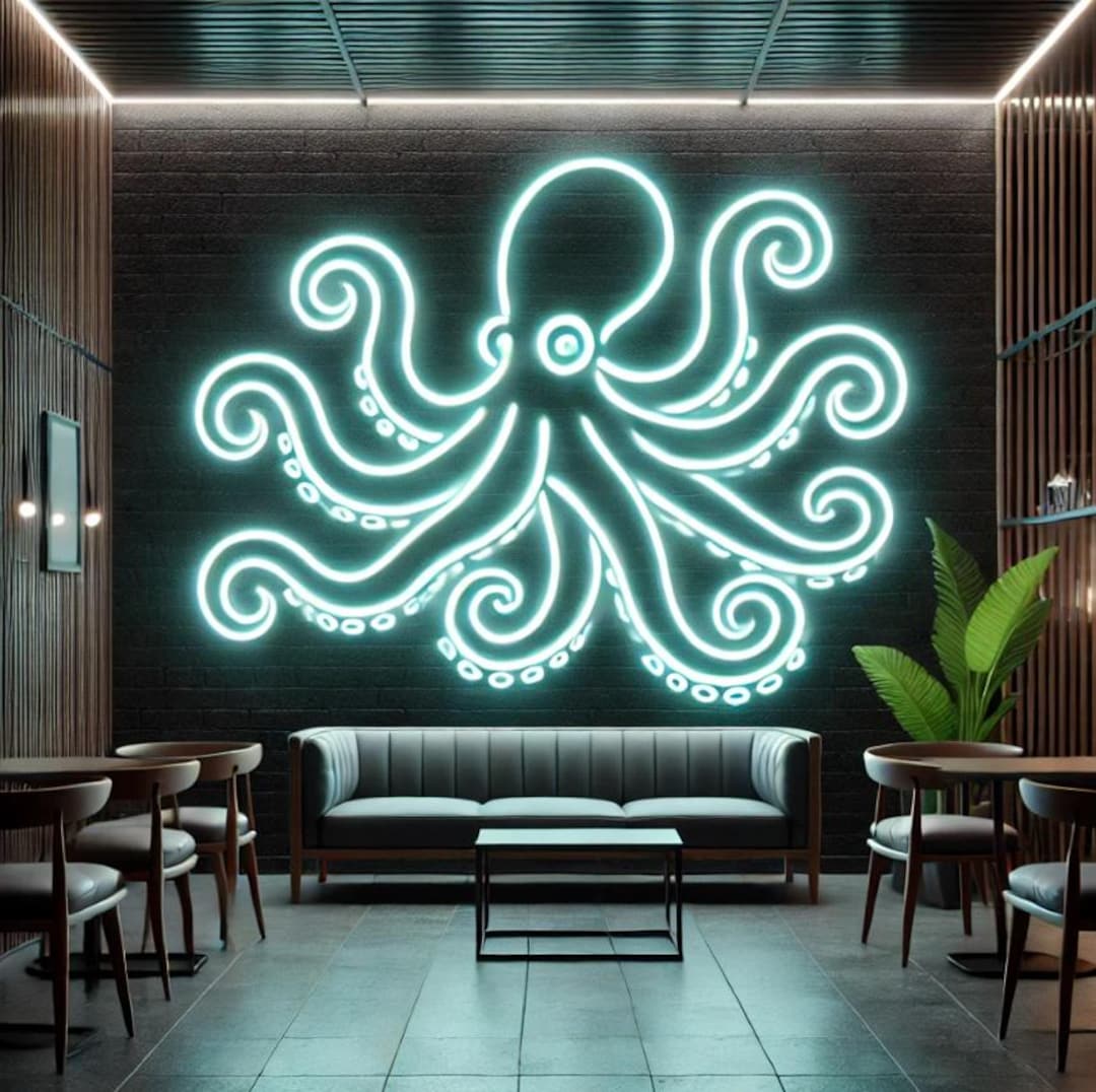 Octopus Neon Sign, Neon Octopus Light, Octopus LED Sign, Nautical Neon ...