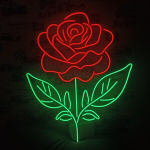Rose Neon Sign, Flower Neon Sign, Rose Flower Neon Sign, Custom Flower ...