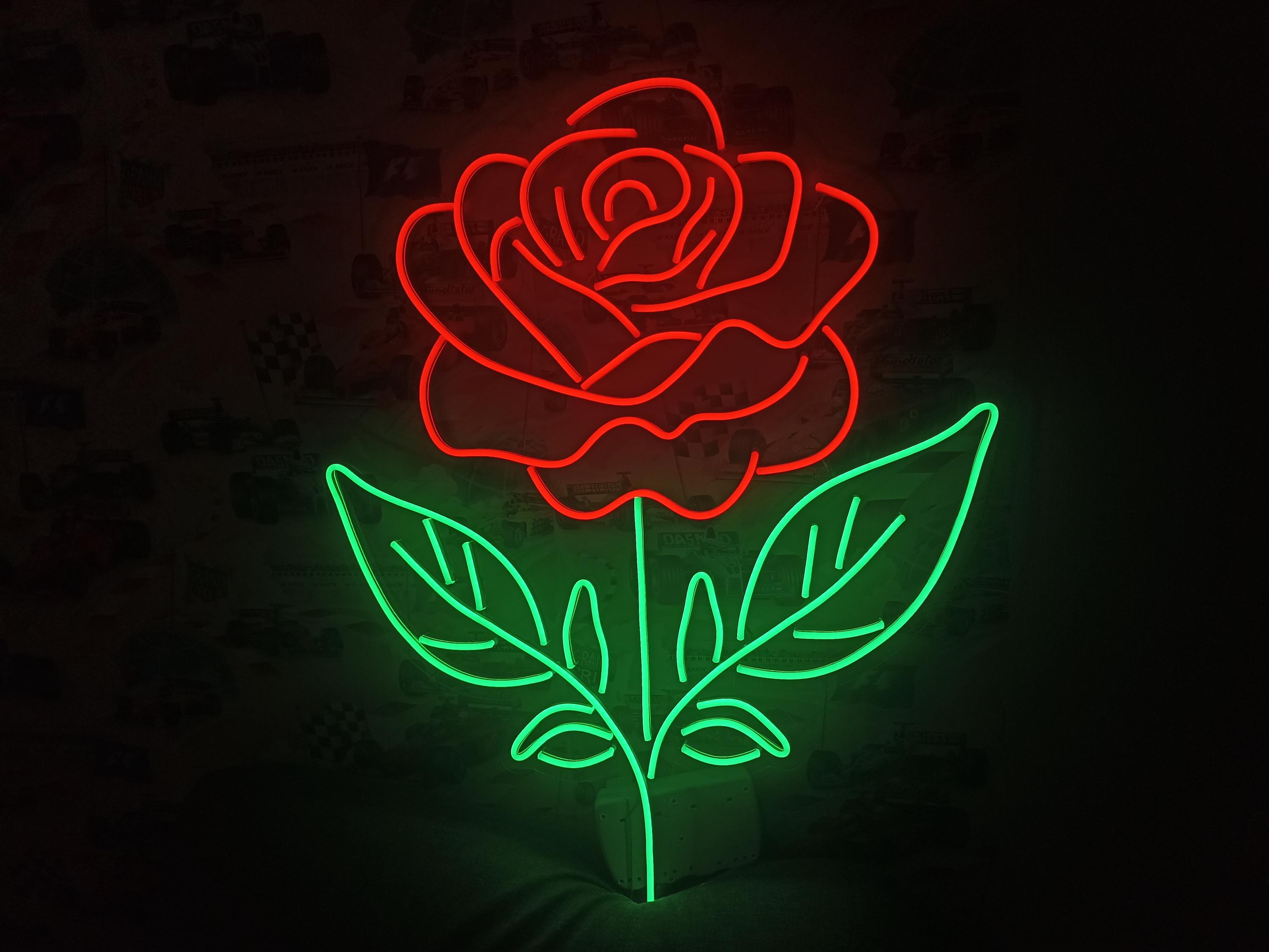 Rose Neon Sign, Flower Neon Sign, Rose Flower Neon Sign, Custom Flower ...