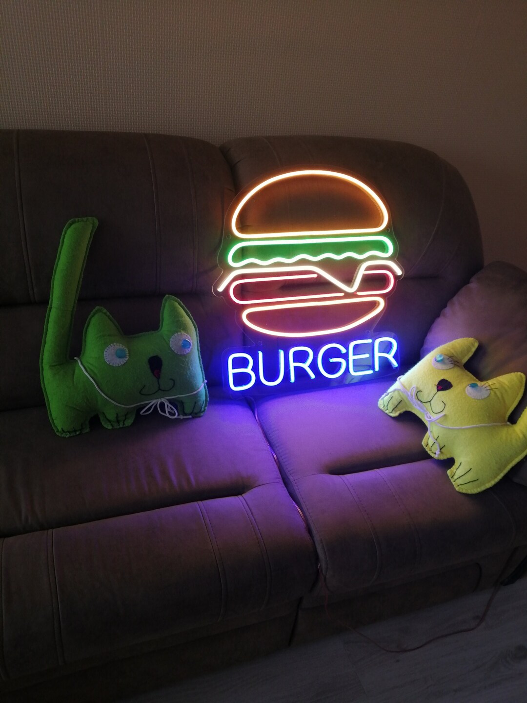 Burger Neon Sign - Home Decor, Gift, Food Neon, Custom Neon Light ...