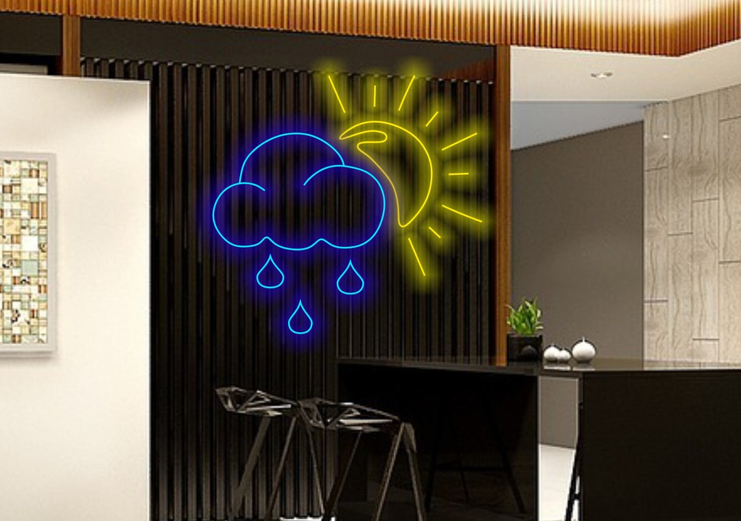 Sun and Cloud Neon Sign, Sun Neon Sign, Cloud Neon Sign, Decor Kids ...