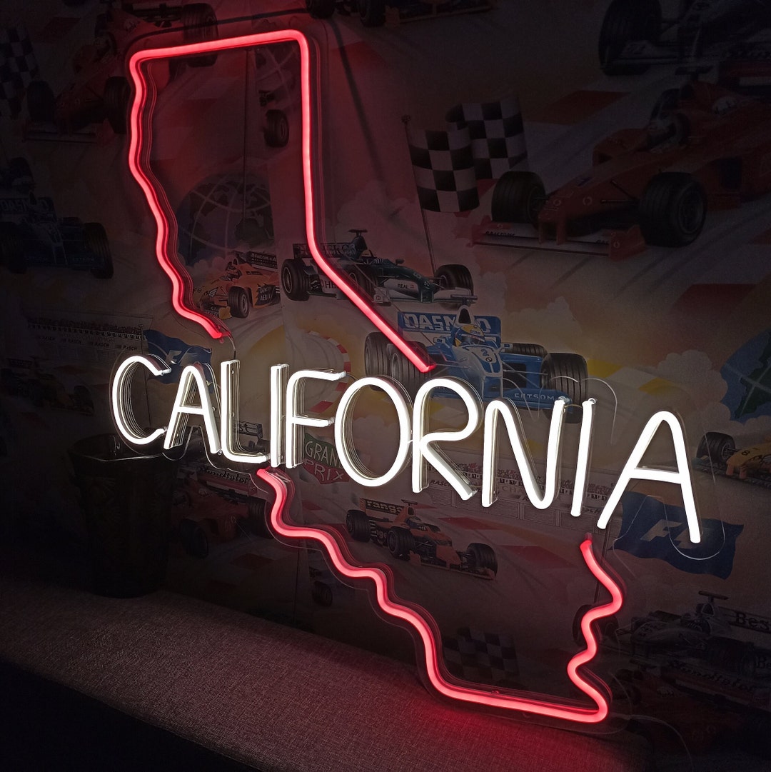 Neon Sign California State Map, Neon Map State of California ...