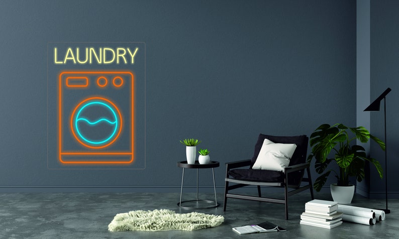 Laundry Washing Machine LED Light Neon Sign for Business - Etsy