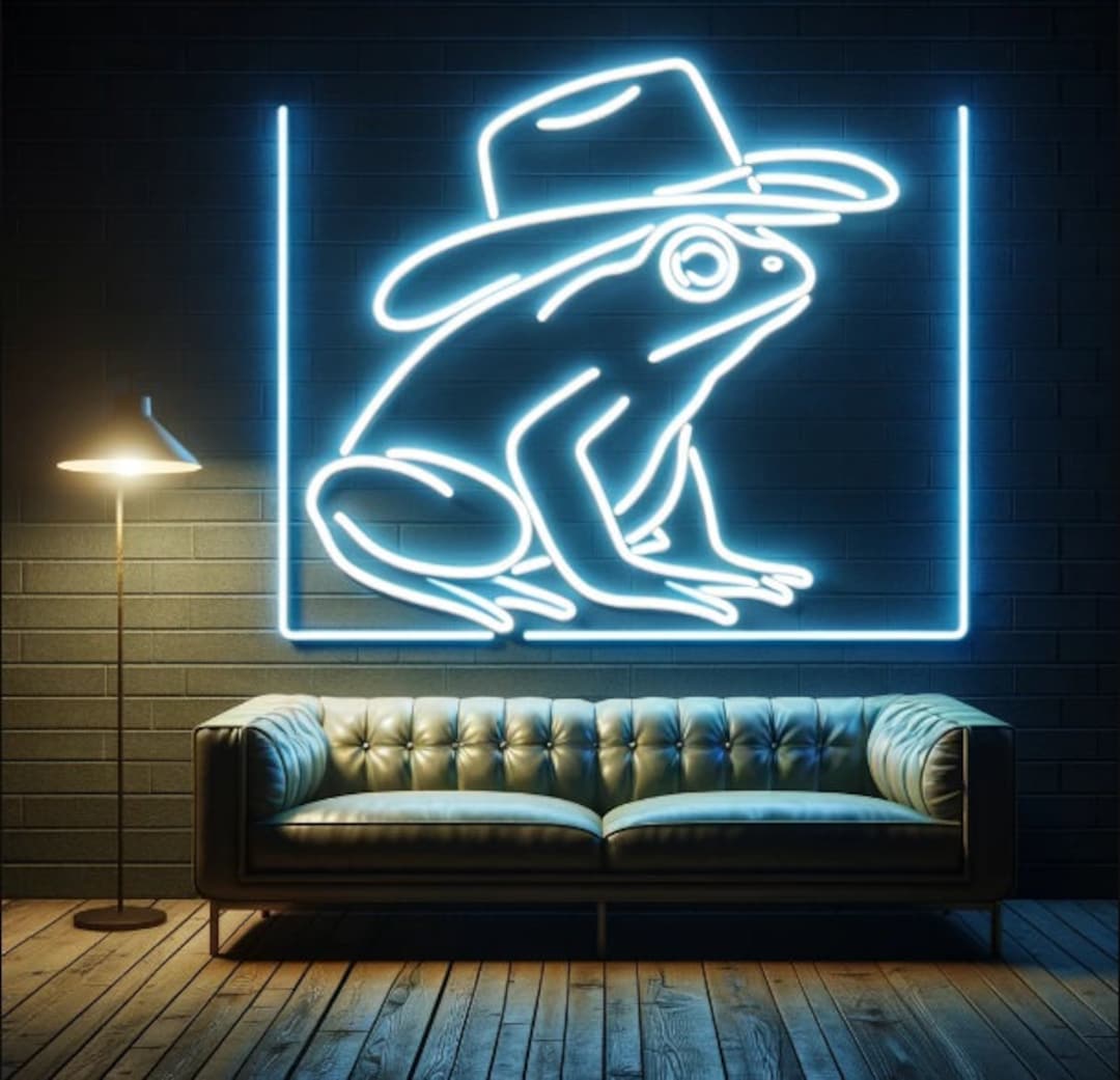 Frog Cowboy Hat Neon Sign, Neon Frog in Cowboy Hat, Western Frog Neon ...
