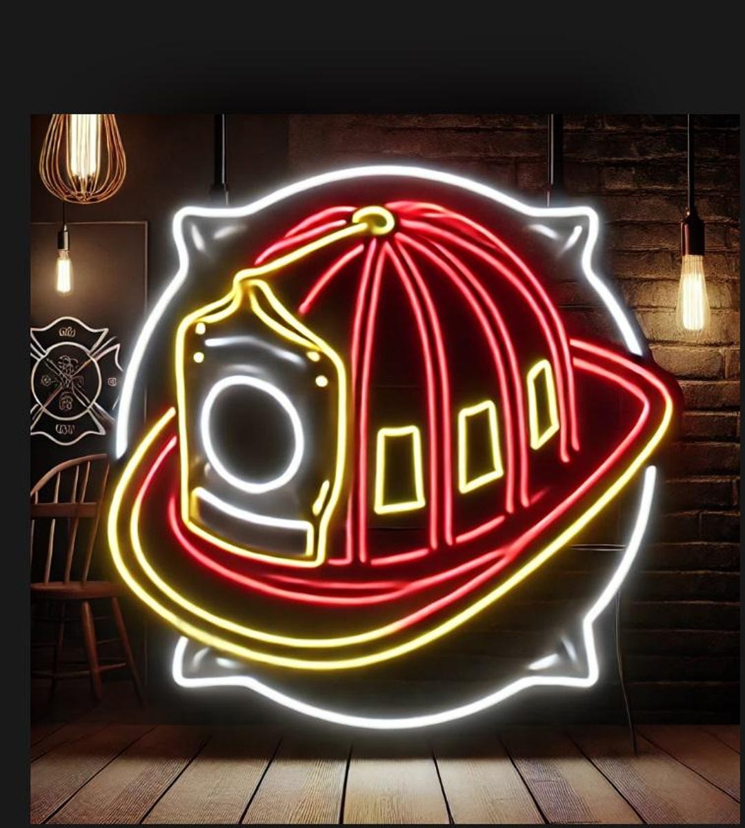 Firefighter Helmet Neon Sign, Fireman Helmet Neon Light, Neon Fire ...