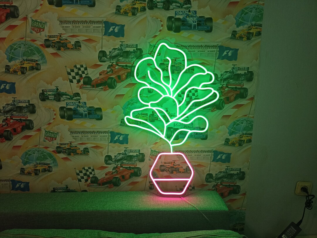 Ficus Neon Sign, Flower Ficus Neon Sign, Ficus Lyrata Neon Sign, Leaf ...