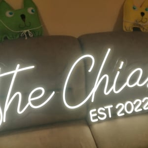 Wedding NEON SIGN With EST Year for Reception, Name Neon Light With Est ...