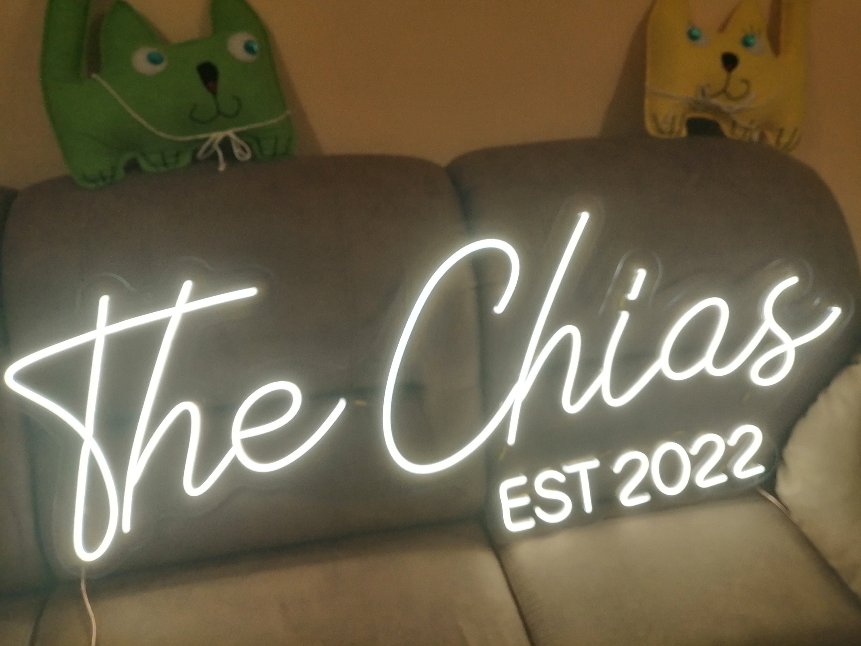 Wedding NEON SIGN With EST Year for Reception, Name Neon Light With Est ...