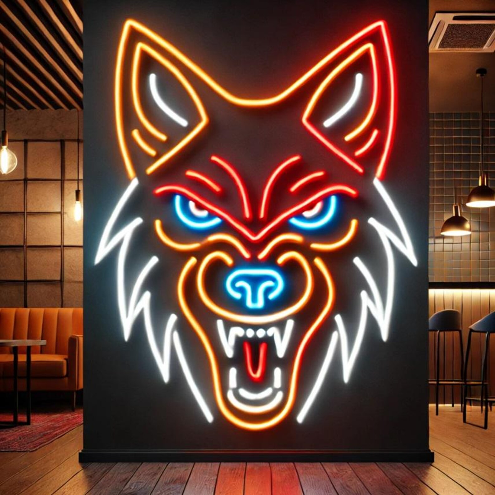 Coyote Neon Sign, Coyote Head Neon Sign, Neon Sign Coyote Open Mouth ...