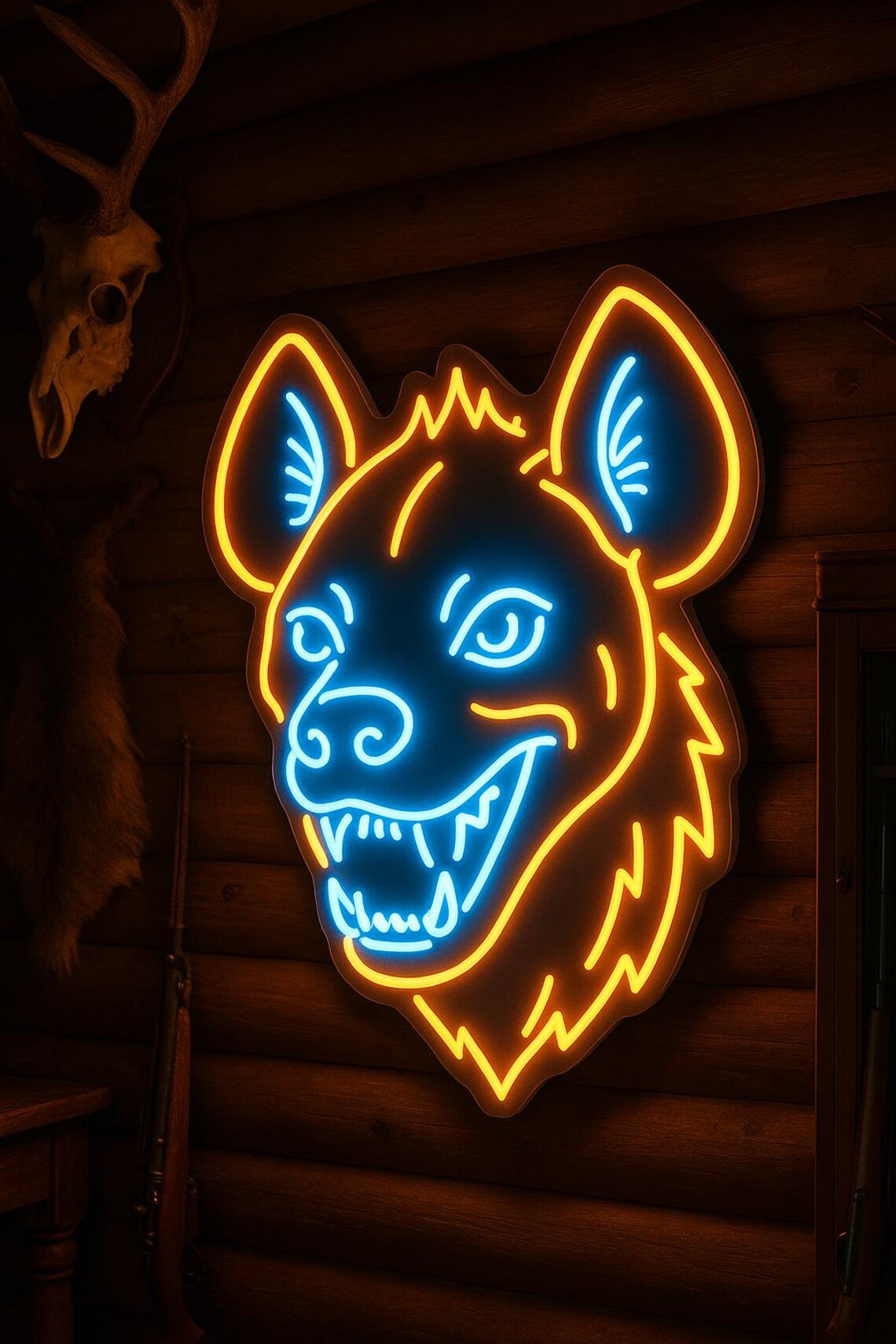 Hyena Head Neon Sign, Custom Hyena Head Neon Sign – Furry Neon Light ...