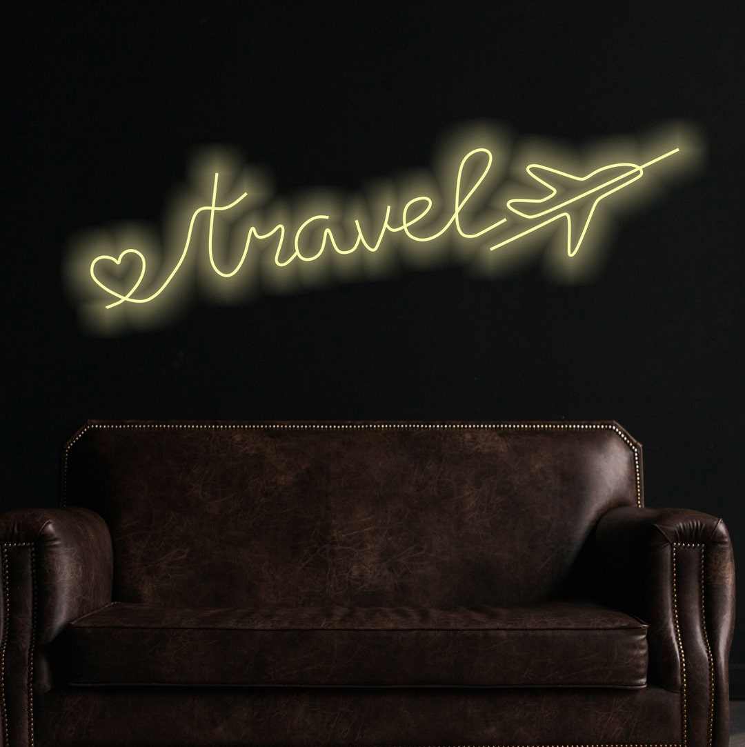 Travel Wire Word Neon Sign | Travel Wall Art Neon Sign | Handmade ...