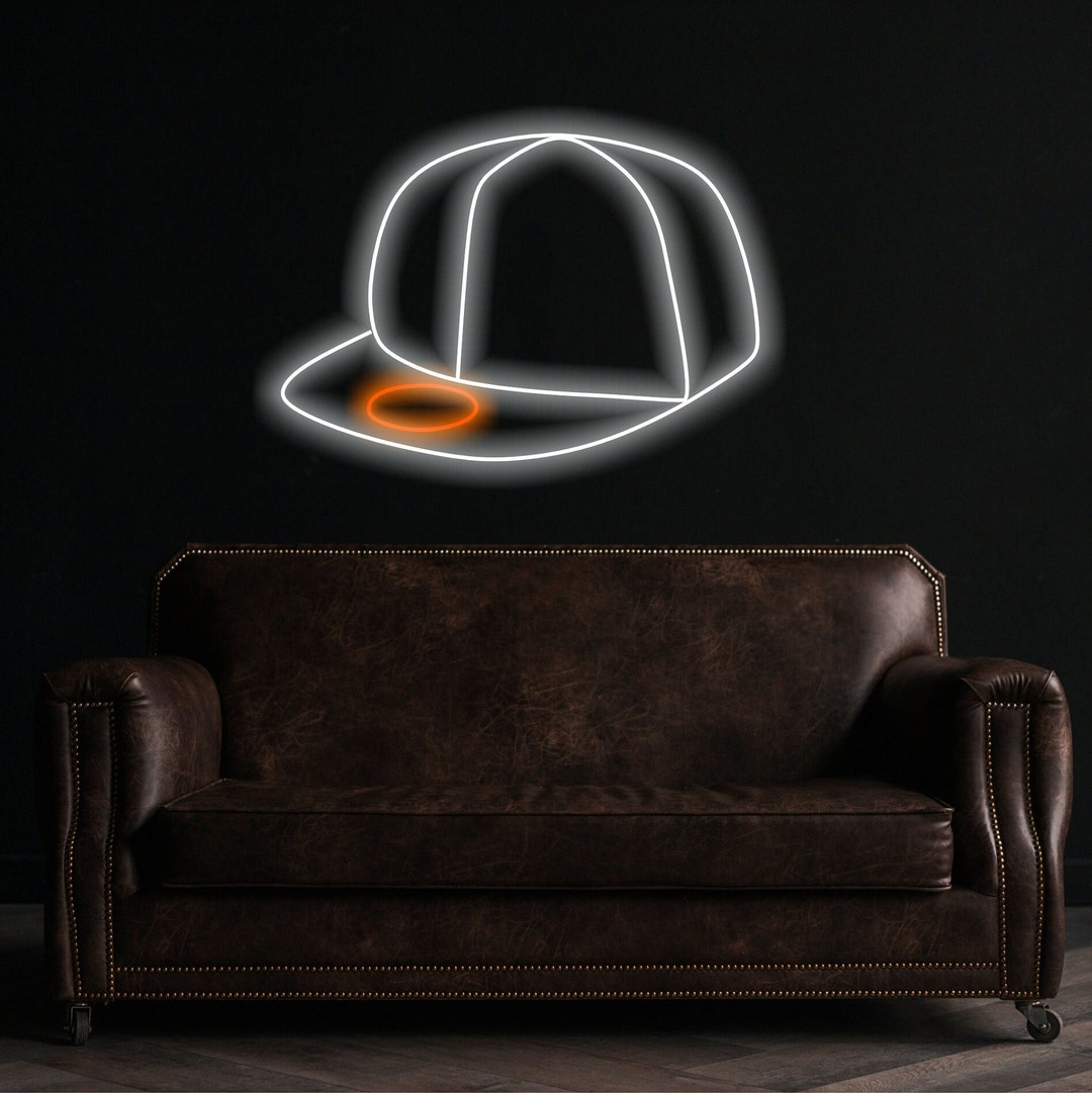 Baseball Cap Neon Sign, Neon Sign in the Shape of a Hat, Baseball Hat ...