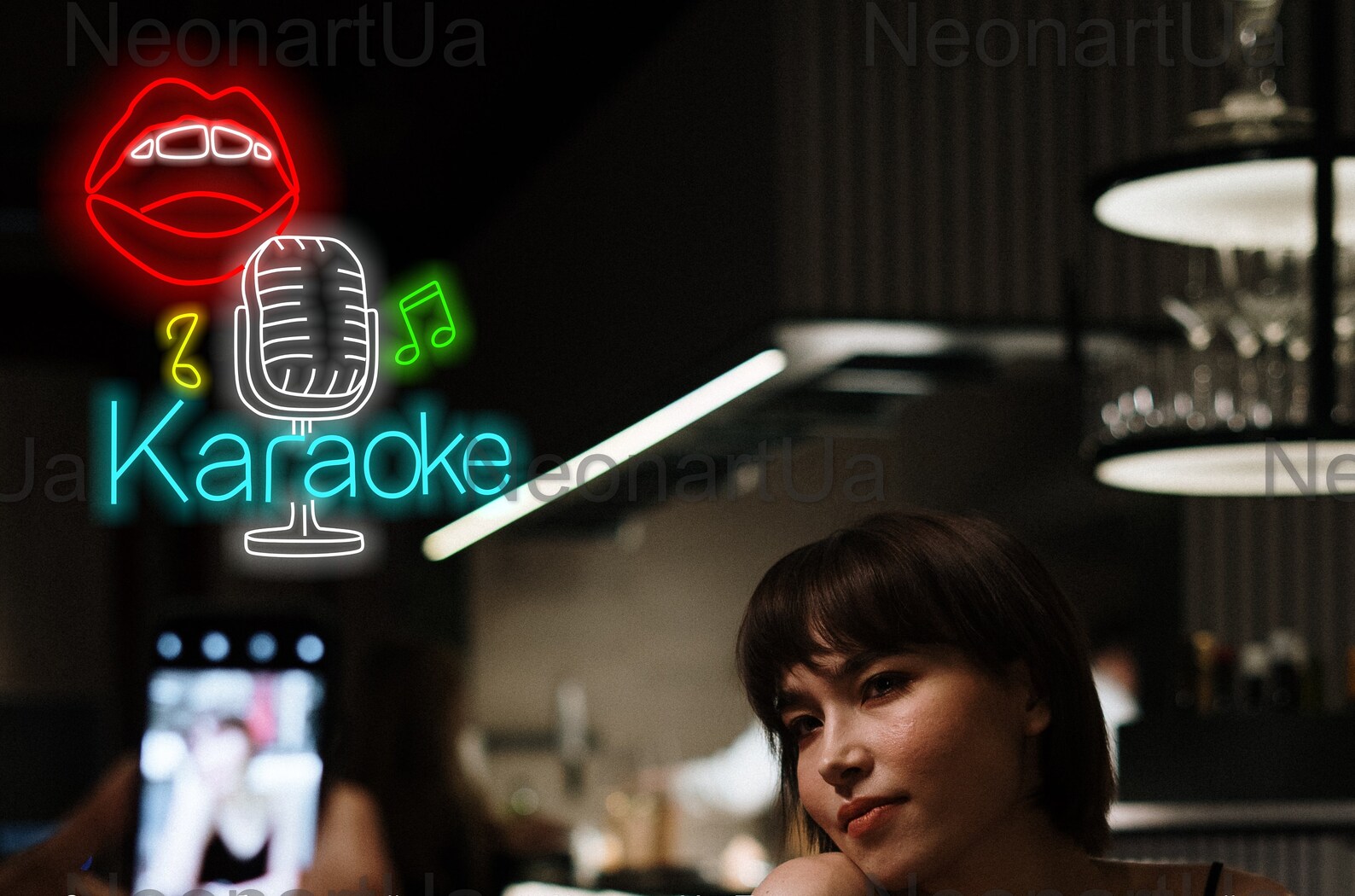 Karaoke Bar Sign, Karaoke Neon Sign, Microphone Neon Light, Stand up ...