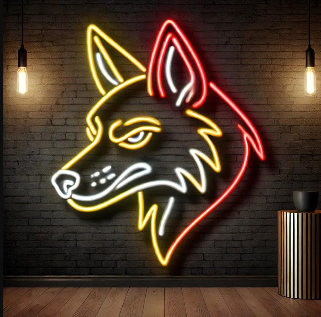 Coyote Neon Sign, Coyote Head Neon Sign, Neon Sign Coyote Open Mouth ...