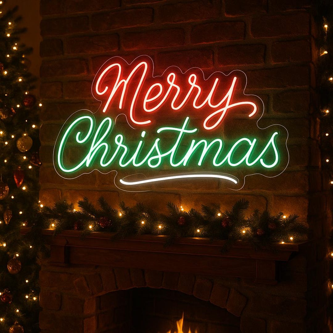 Merry Christmas Neon Sign – Holiday LED Light for Wall Decor, Festive ...